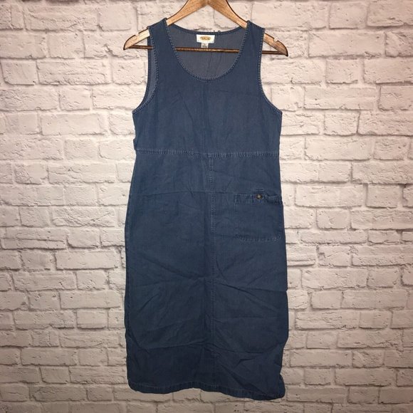 Talbots | Dresses | Talbots Denim Maxi Dress Womens Size 4 Cotton Scoop ...